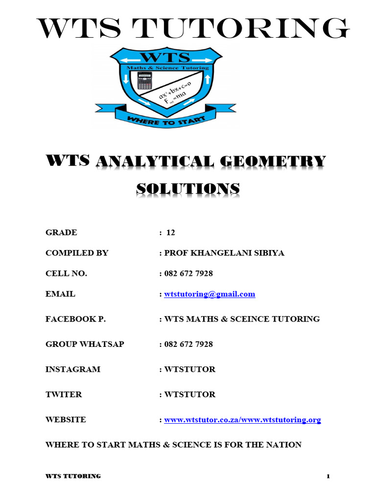 Grade 12 Analytical Geometry Solutions | PDF | Mathematics
