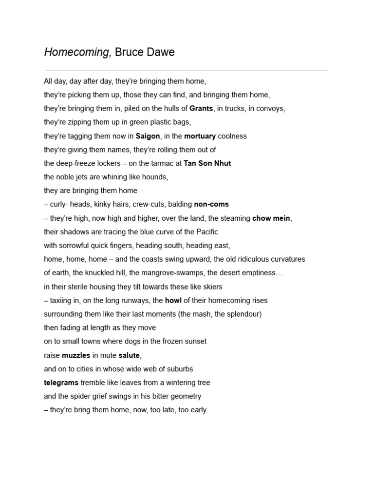 Bruce Dawe - Homecoming | PDF