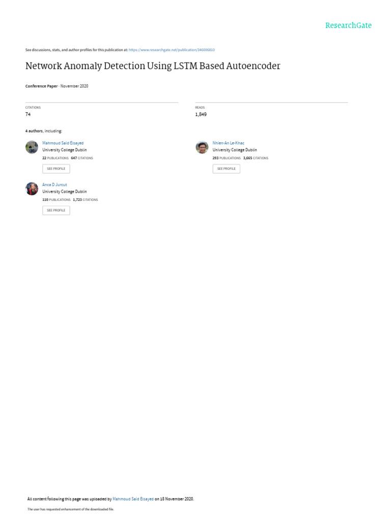 Network Anomaly Detection Using LSTMBased Autoencoder | PDF | Support ...