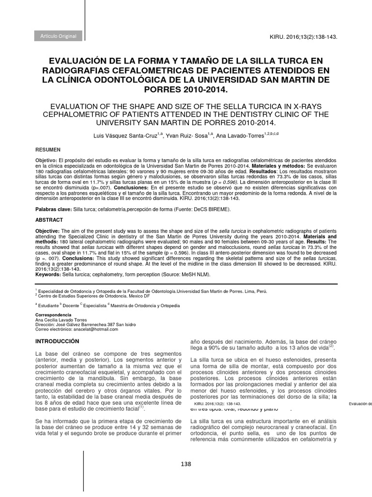 Evaluación de La Silla Turca | PDF | Anatomía humana