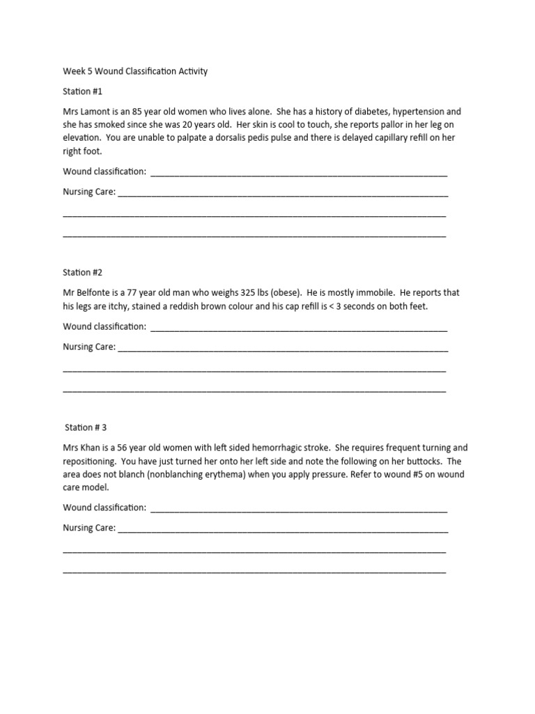 Student Worksheet - Wound Classificiation | PDF | Causes Of Death ...