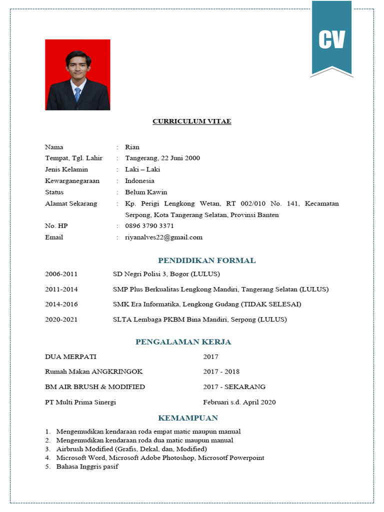 CV Rian 2021 | PDF