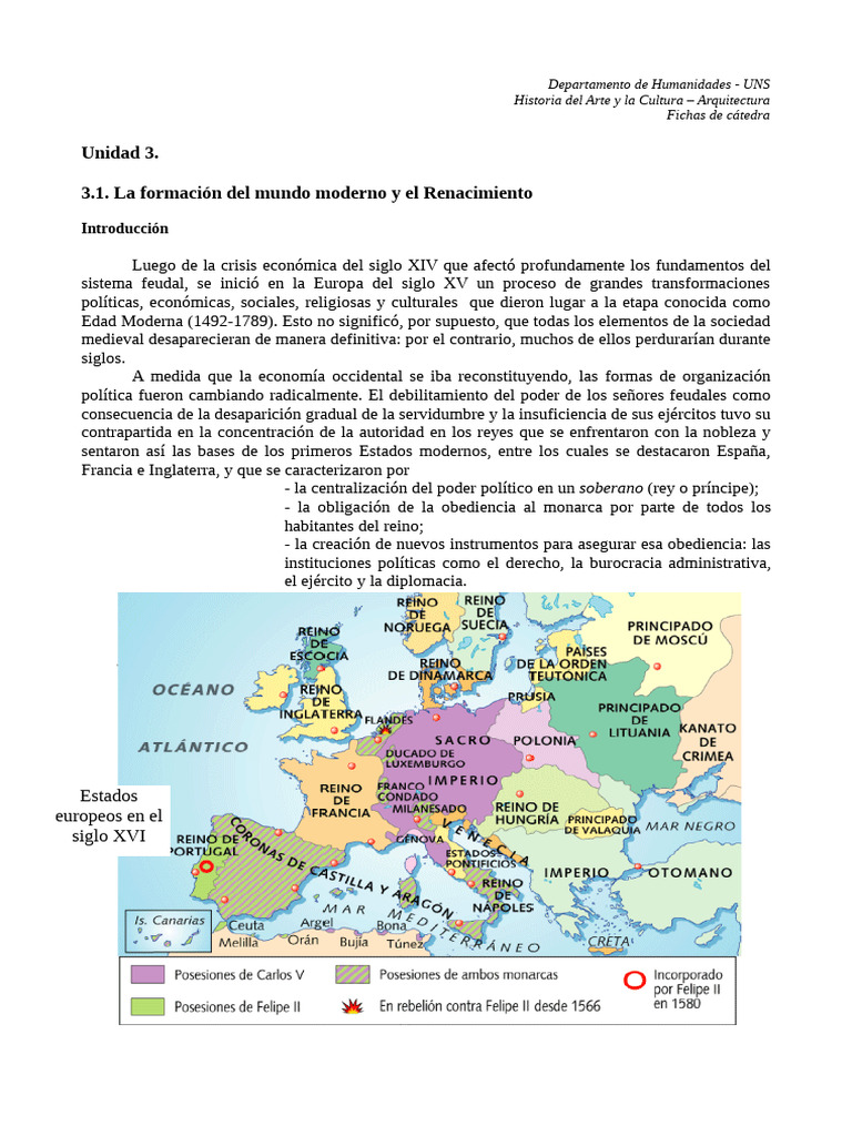 Introducción Unidad 3a - El Mundo Moderno y El Renacimiento | PDF ...