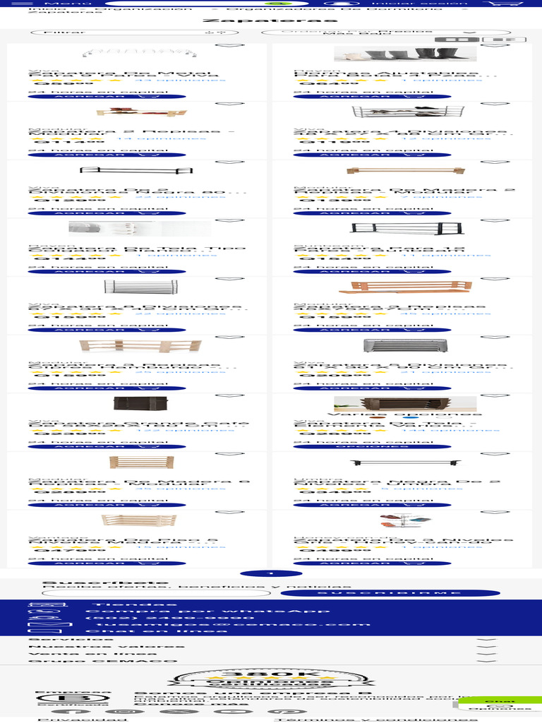 Zapateras: Variedad y Precios en CEMACO | PDF