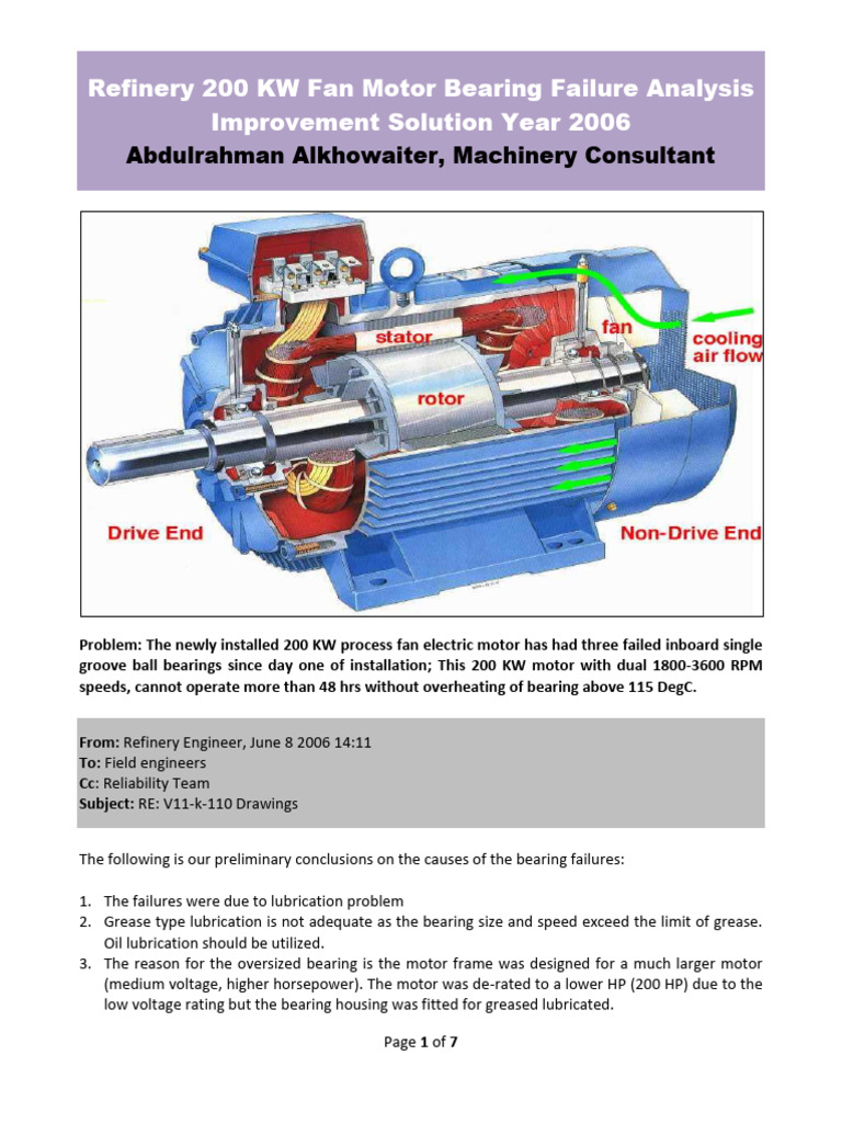 200 KW Fan Motor Bearing Failure Analysis | PDF | Bearing (Mechanical ...
