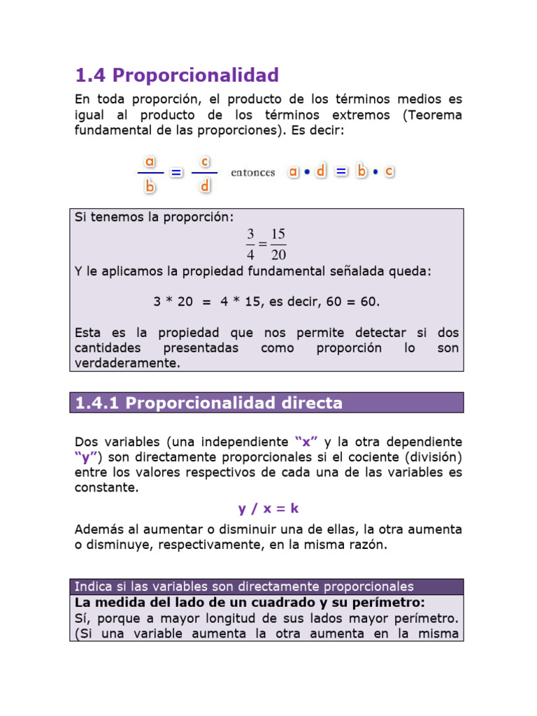 Proporcionalidad: Directa e Inversa | PDF | Objetos matemáticos ...