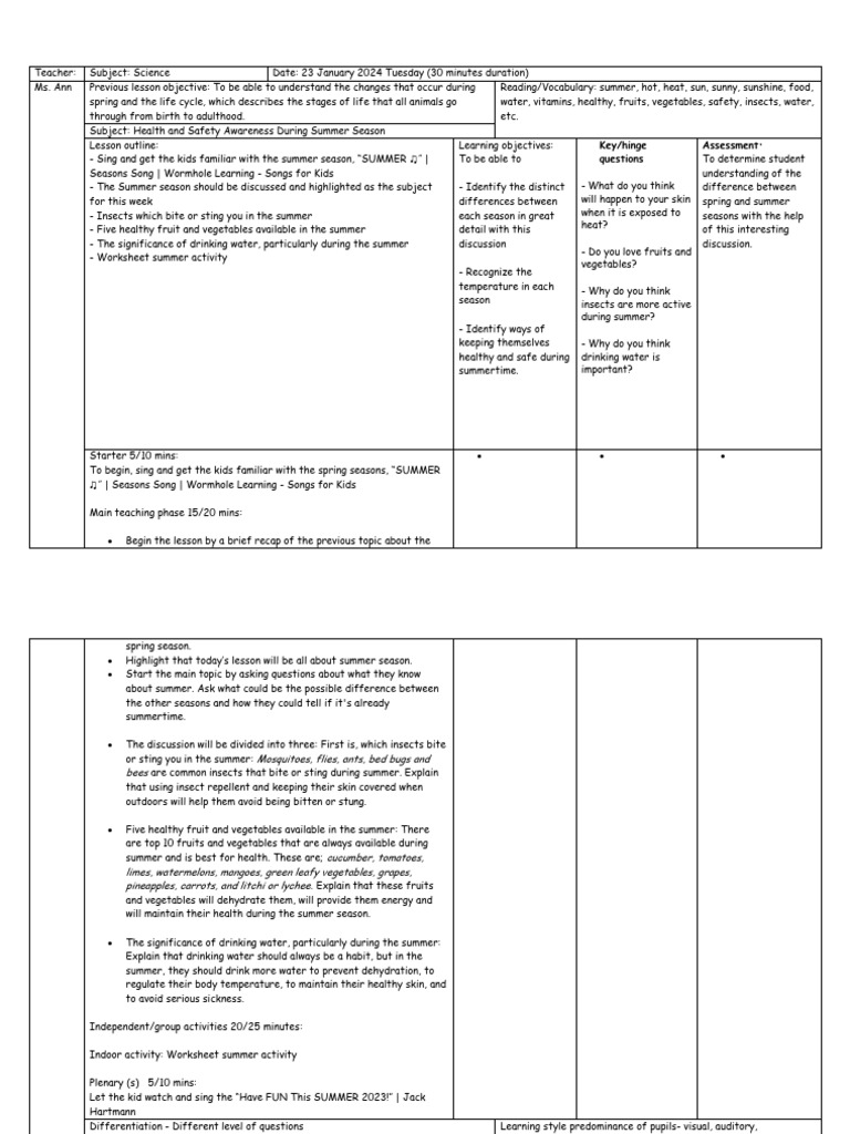 Week 19 - Science - Lesson Plan | PDF | Ultraviolet