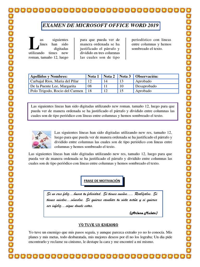 EXAMEN DE MICROSOFT OFFICE WORD 2019 | PDF