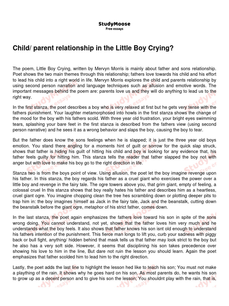 Parent Relationship in The Little Boy Crying | PDF | Guilt (Emotion)