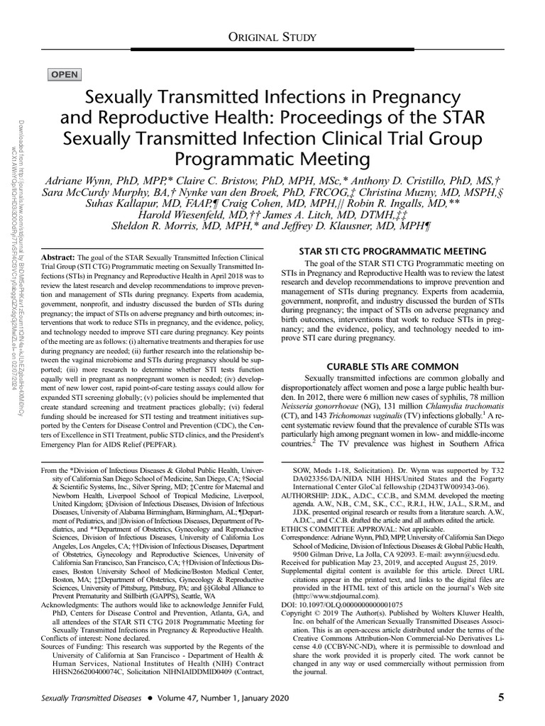 Sexually Transmitted Infections In Pregnancy And 3 Pdf Sexually