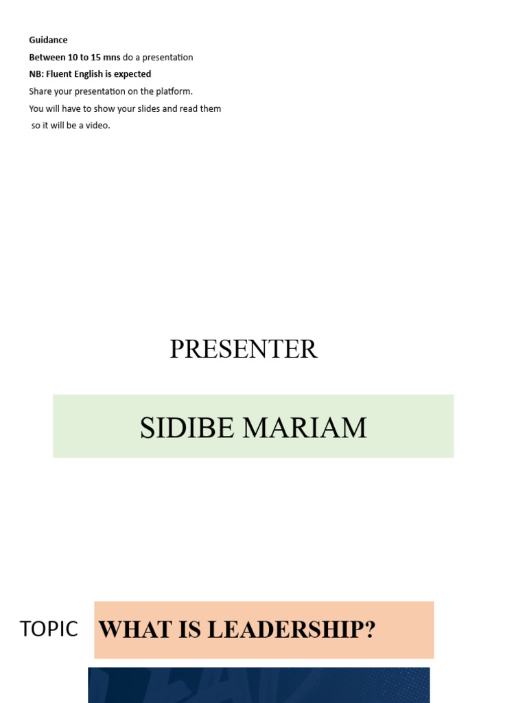 Ms Mariam Presentation - What Is Leadership What Are The Characteristics of A Good Leader (2) 2 ...