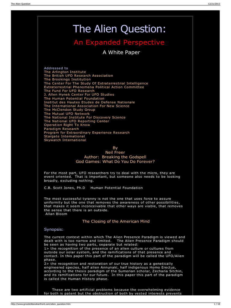 The Alien Question (An Expanded Perspective) | PDF | Zecharia Sitchin | Pluto