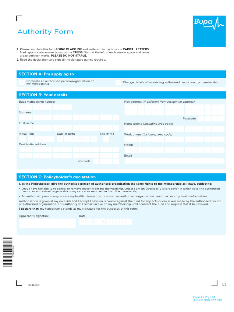 Authority Form | PDF | Government