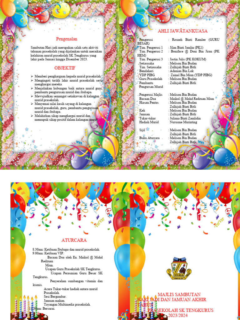 Sambutan Hari Jadi Prasekolah | PDF