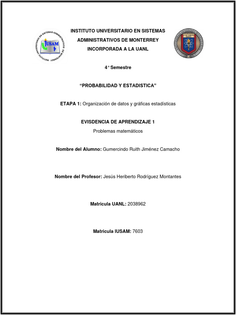 Uanl - Ev1 - Probabilidad y Estadistica | PDF