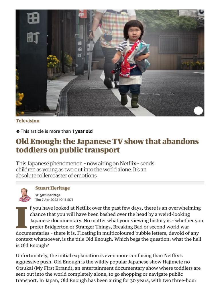 Old Enough - The Japanese TV Show That Abandons Toddlers On Public Transport - Television - The ...