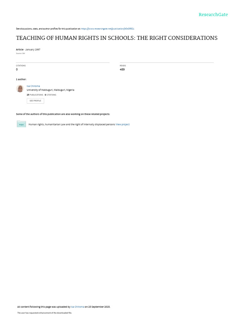 HRCL Handout 2 - Teaching Human Rights in Schools | PDF | Human Rights ...