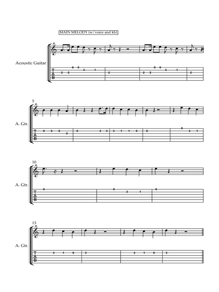 UTR Guitar Melody - Full Score | PDF