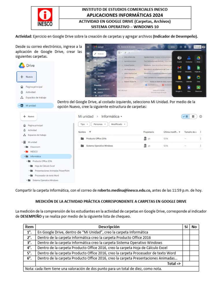 Ejercicio de Carpetas en Google Drive | PDF