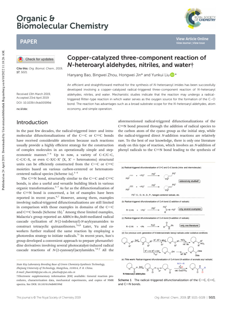 Copper Ritter reactions | PDF | Chemical Reactions | Aldehyde