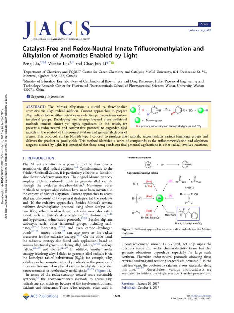 Catalyst-Free and Redox-Neutral Innate Trifluoromethylation and ...