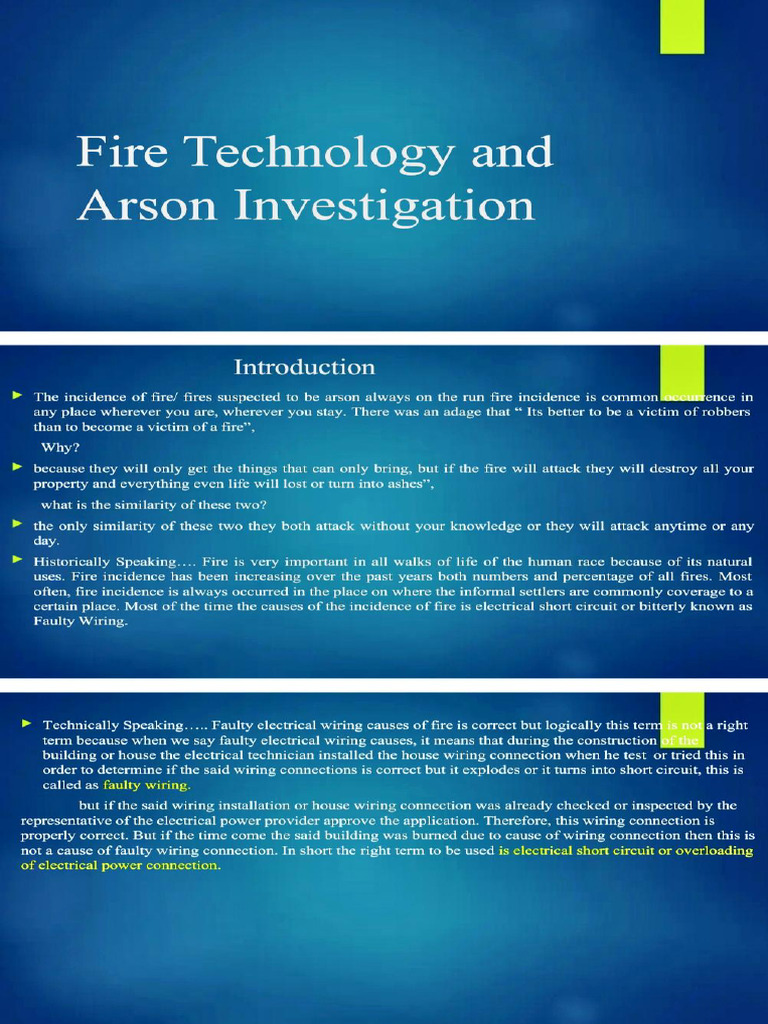 Fire Technology and Arson Investigation | PDF