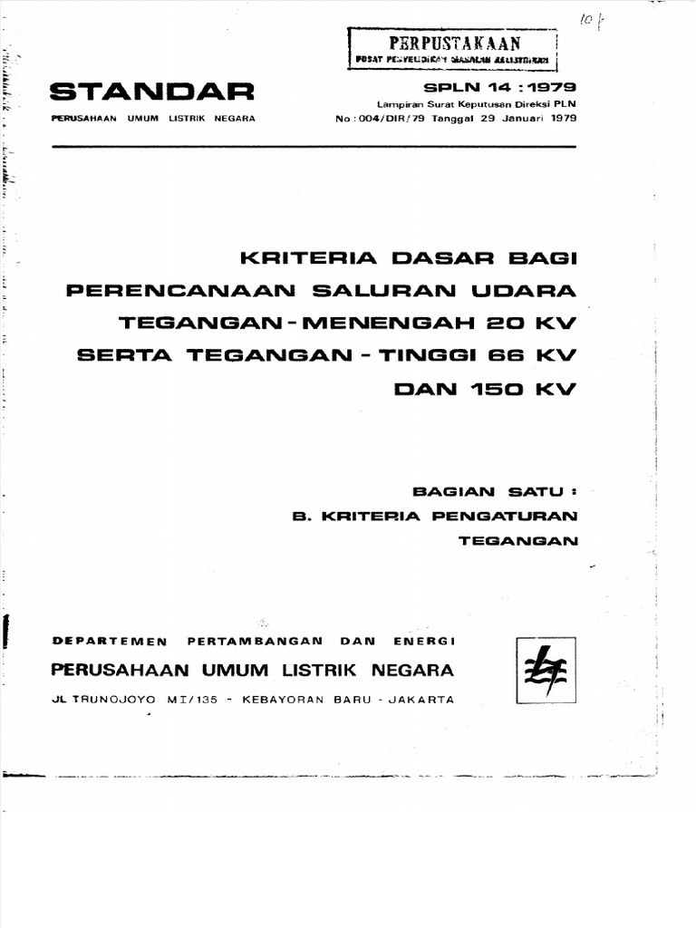 (1979) SPLN 14 1979 Perencanaan 20kV 66kV 150kV | PDF