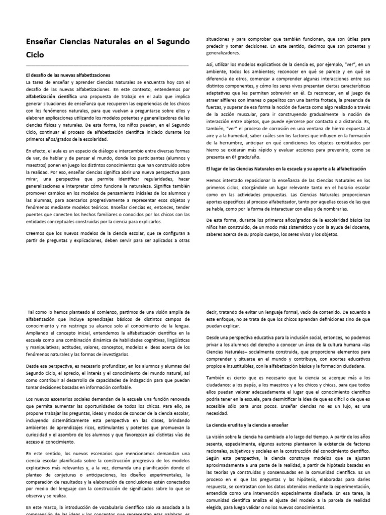 NAP Segundo Ciclo Enseñar Ciencias | PDF | Science | Plan de estudios