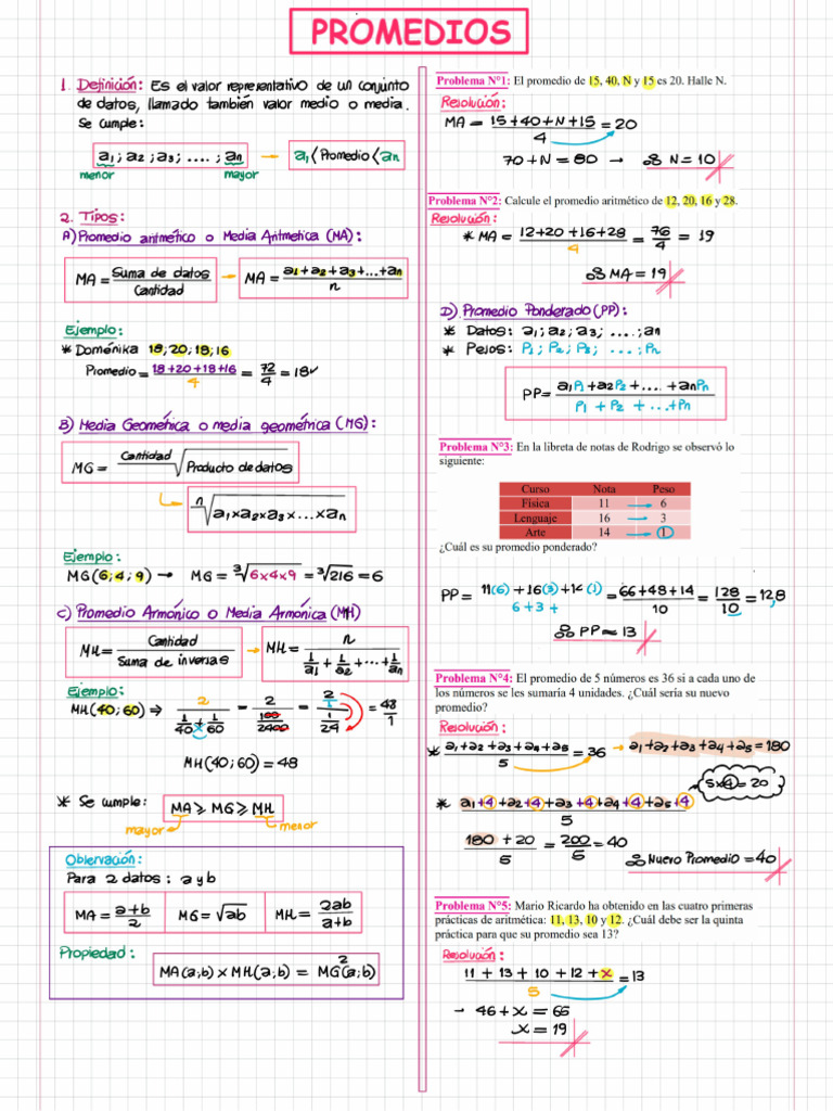 Clase Promedios | PDF