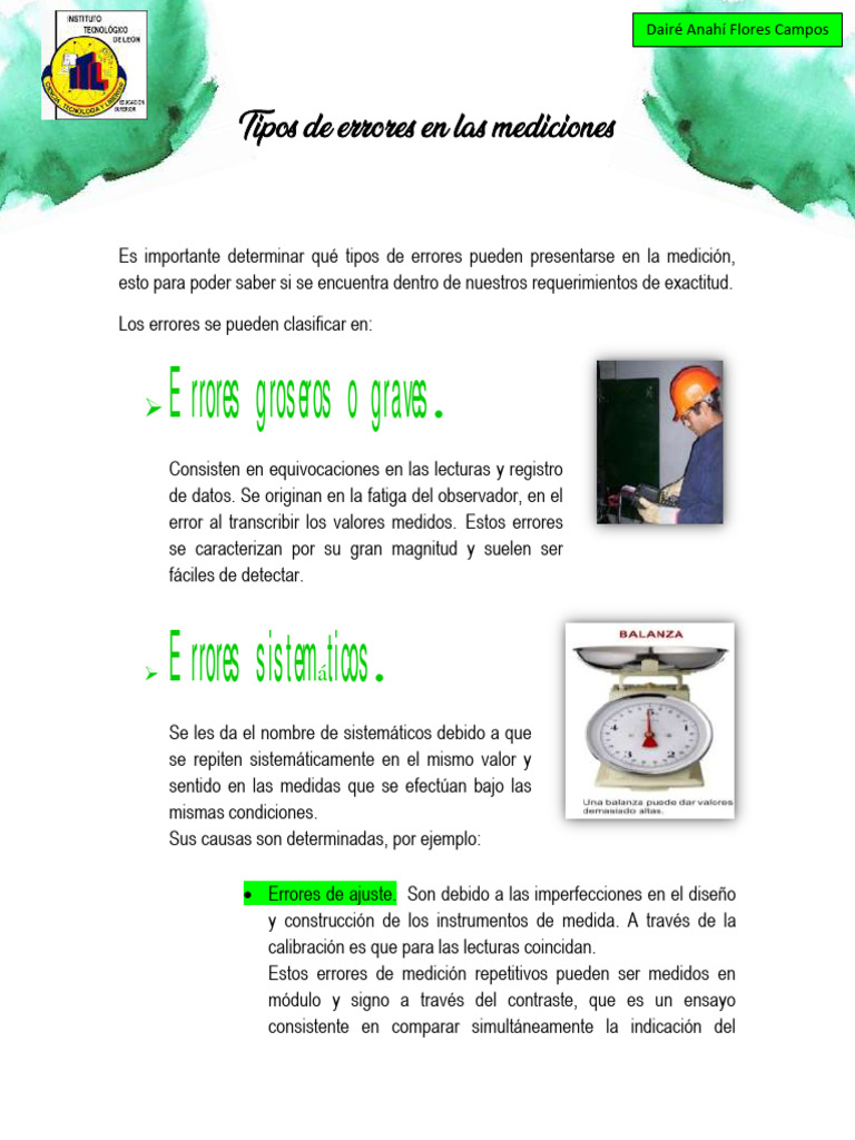 Tipos de Errores en Las Mediciones | PDF | Medición | Error de observación