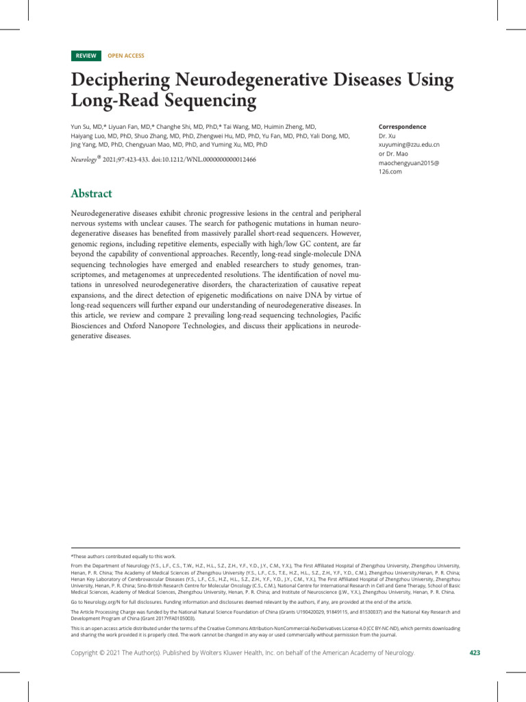 Deciphering Neurodegenerative Diseases Using Long Read Sequencing Pdf Dna Sequencing Dna