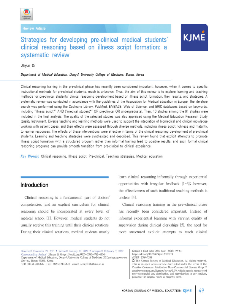 Estrategias para Ensinar Raciocinio Clinico Por Meio de Scripts - Revisao Sistematica | PDF ...
