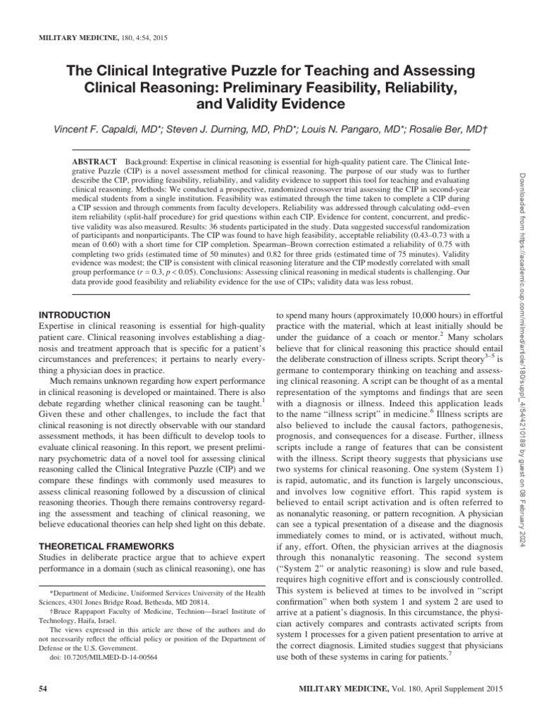 He Clinical Integrative Puzzle For Teaching and Assessing Clinical ...