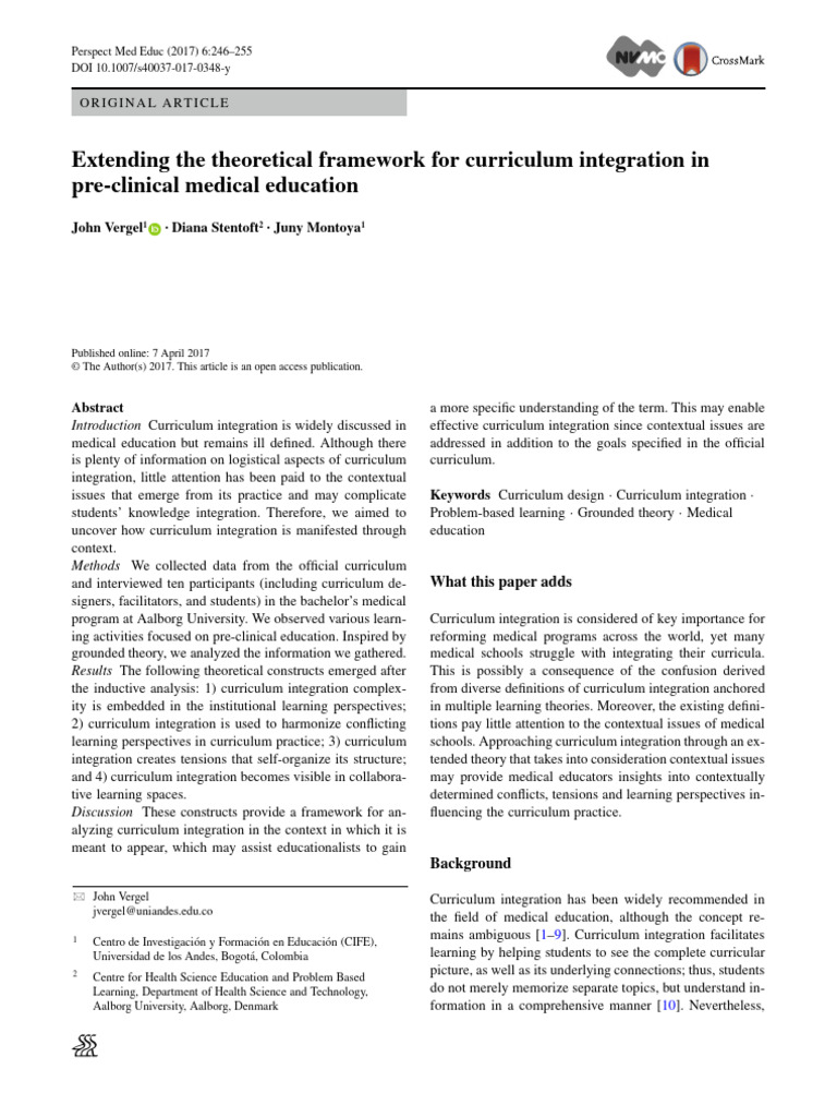 Extending the Theoretical Framework for Curriculum Integration | PDF | Curriculum | Theory