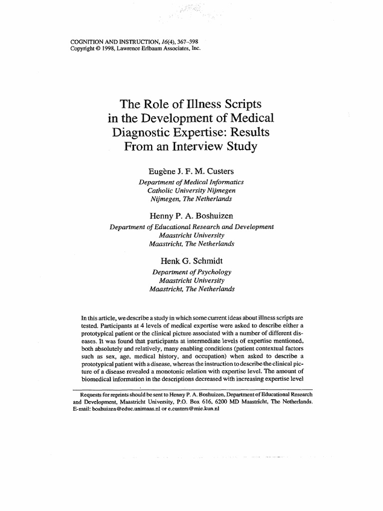 o Papel Dos Scripts de Doença No Desenvolvimento Da Expertise ...