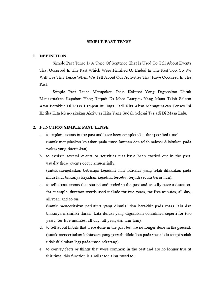 Simple Past Tense | PDF