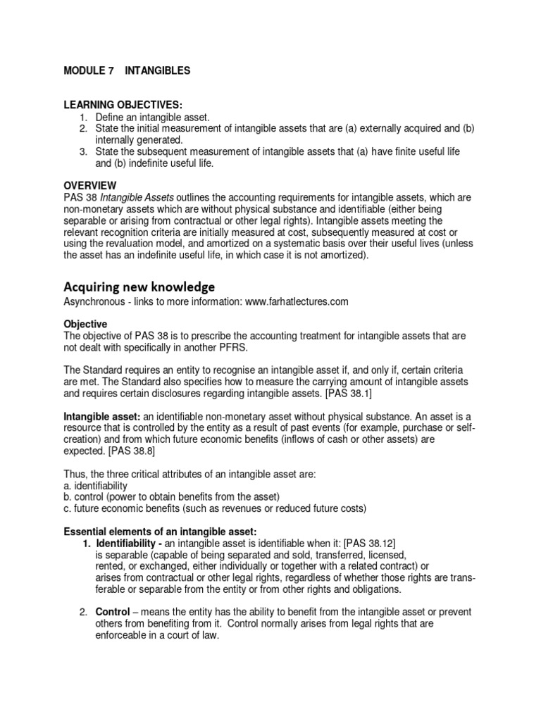 MODULE-7-INTANGIBLES | PDF | Intangible Asset | Goodwill (Accounting)