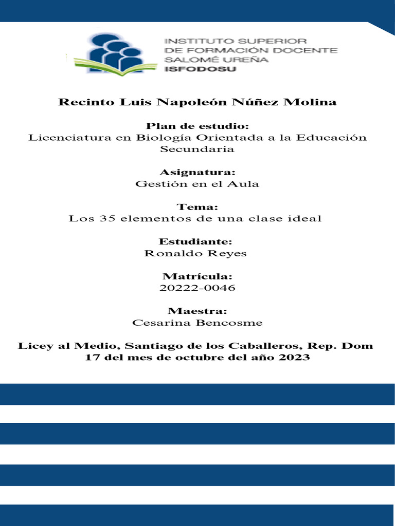 Infografía Sobre Los Elementos para Una Clase Ideal | PDF