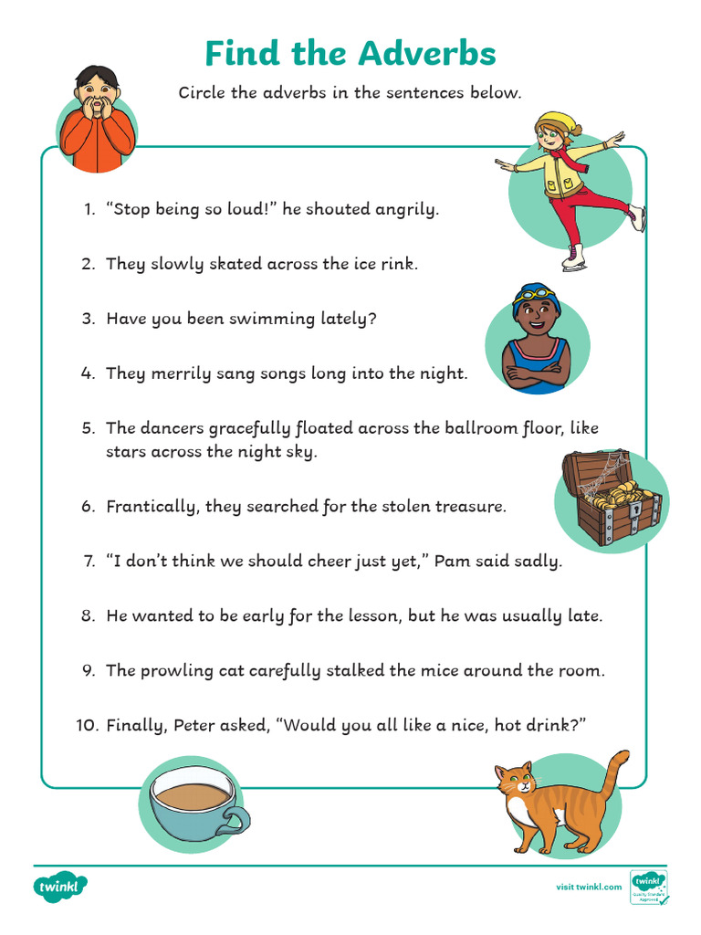 T e 1678268710 Find The Adverbs Activity Sheet - Ver - 1 | PDF