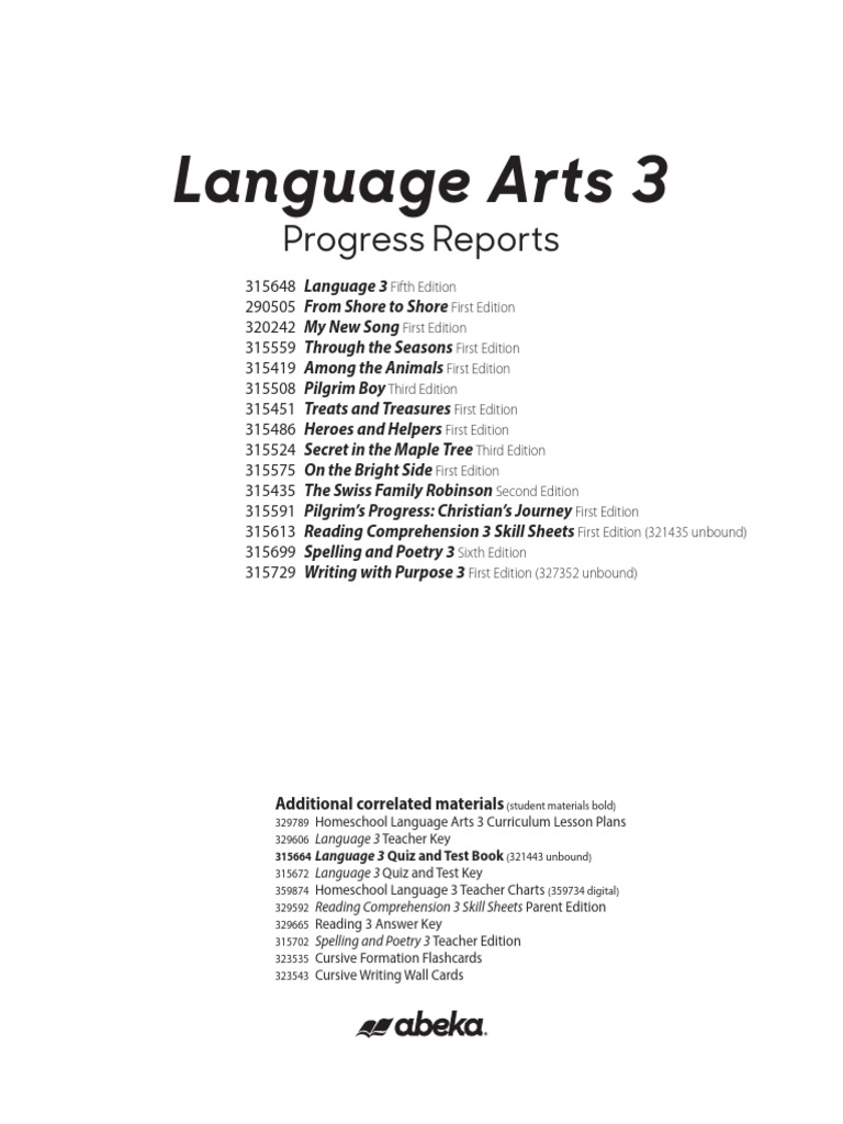 Language Arts 3 Progress Report | PDF | Quiz | Accuracy And Precision