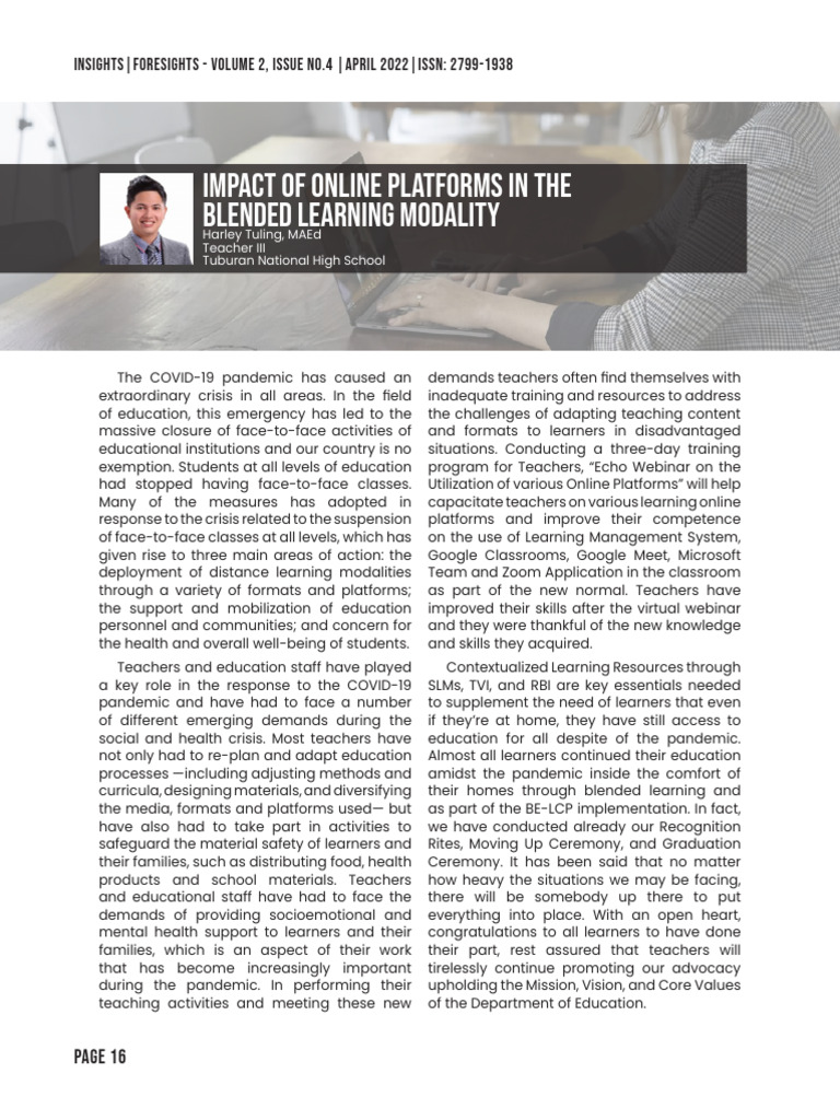 Impact of Online Platforms in The Blended Learning Modality | Download Free PDF | Learning ...