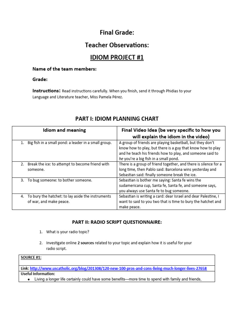 IDIOM PROJECT Pablo Mendez y Sebastian Gacha | PDF | Communication ...