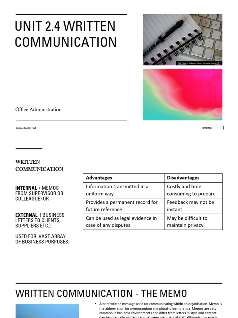 Unit 2 - 4 Written Communication | PDF | Memorandum | Human Communication