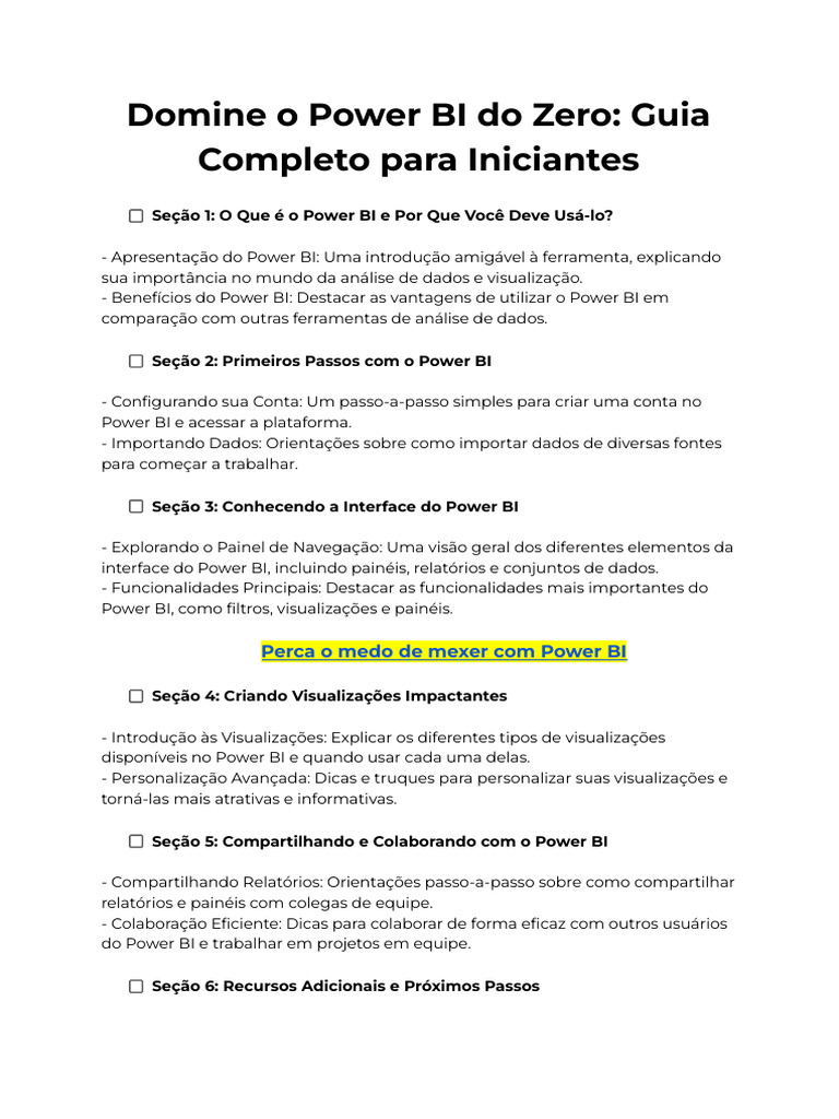 Domine o Power BI do Zero: Guia Completo para Iniciantes | PDF