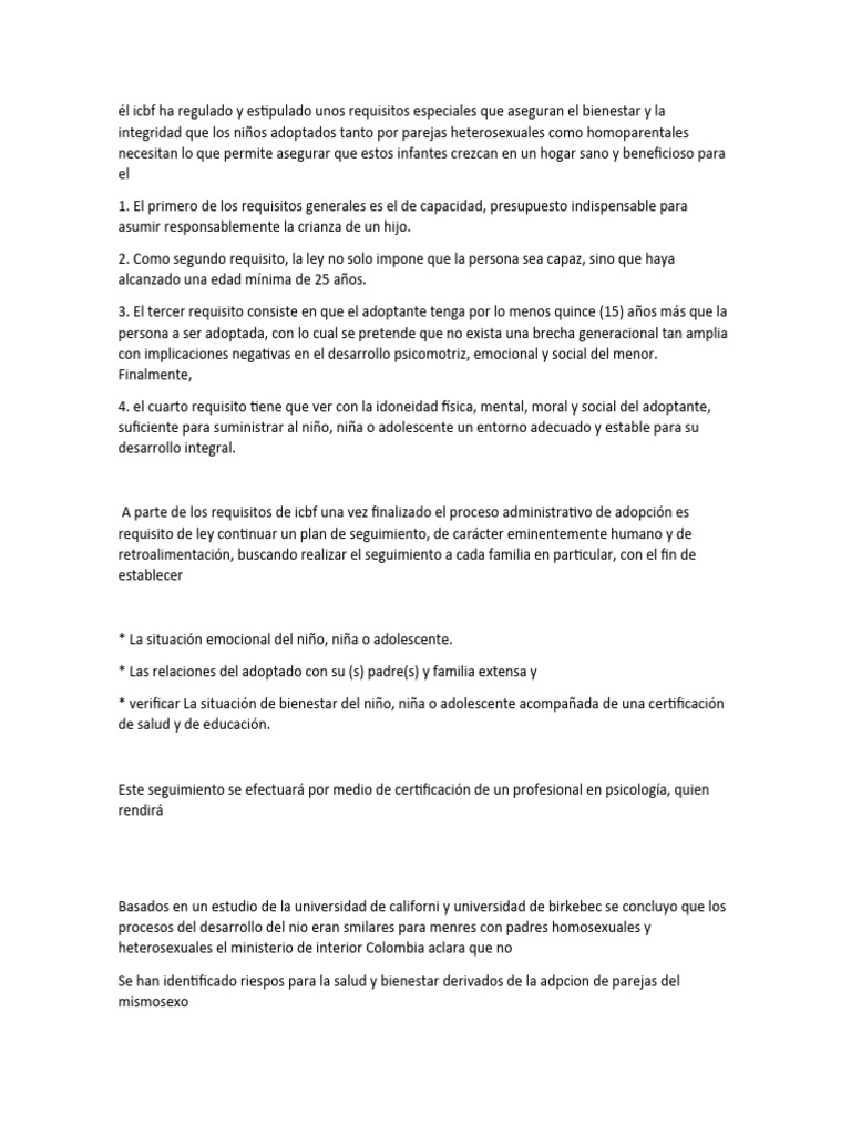 él icbf ha regulado y estipulado unos requisitos especiales que aseguran el bienestar y la ...