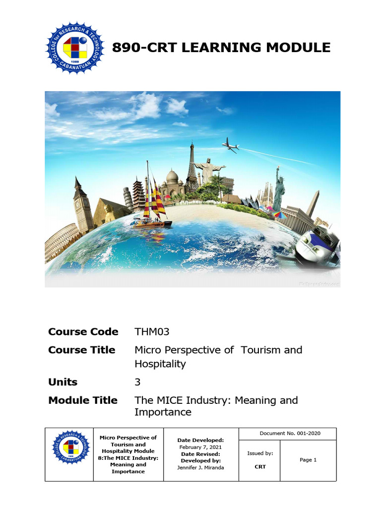 THM03 MODULE 8 The MICE Industry | PDF | Incentive | Tourism