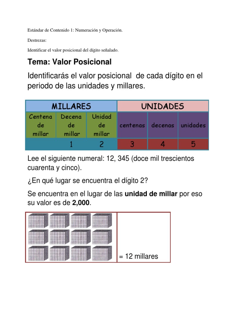 Valor Posicional en Números hasta 9999 | PDF | Métodos y materiales de ...