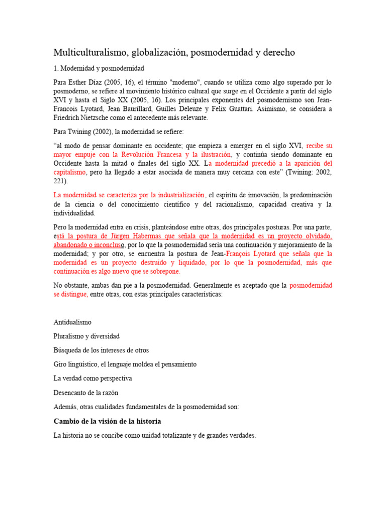 Multiculturalismo y Postmodernidad | PDF | Globalización | Multiculturalismo