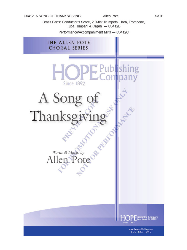 A Song of Thanksgiving: Allen Pote | PDF