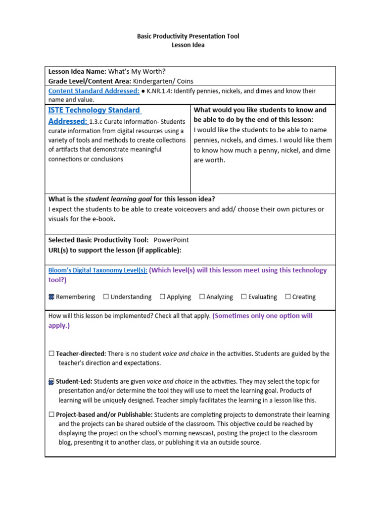 basic productivity tools lesson plan idea | PDF | Lesson Plan | Project ...